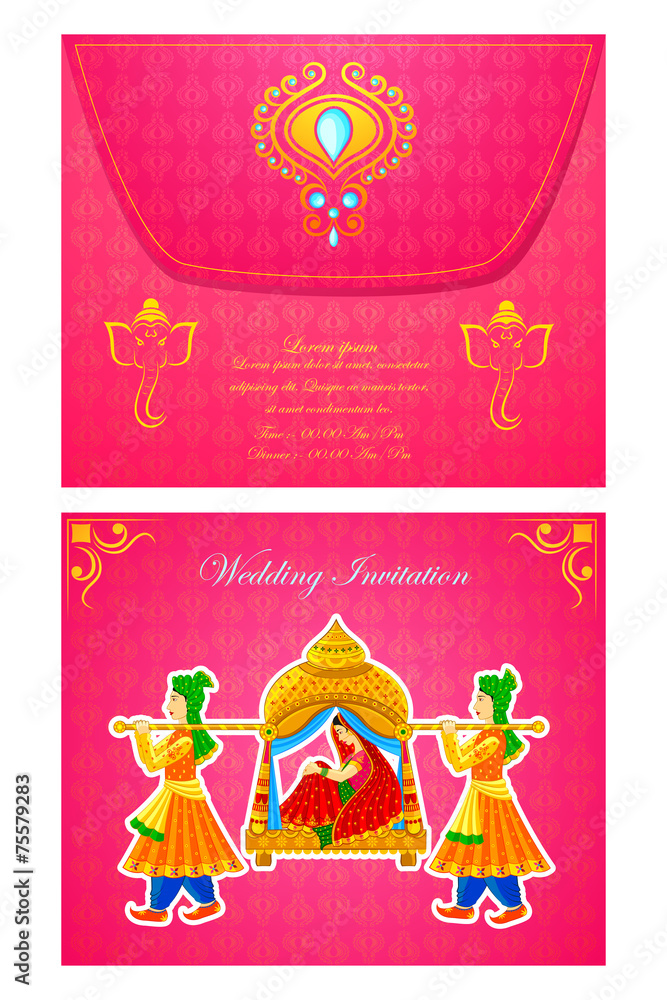 Indian wedding invitation card Stock Vector | Adobe Stock