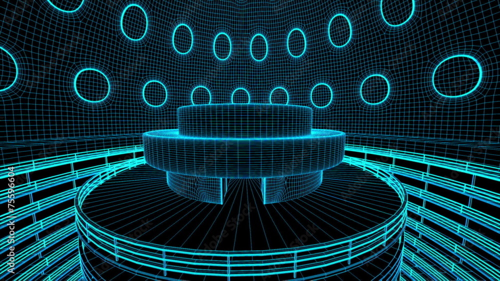 Ultra Modern Data Center Wireframe Design 3D Animation Stock Video ...