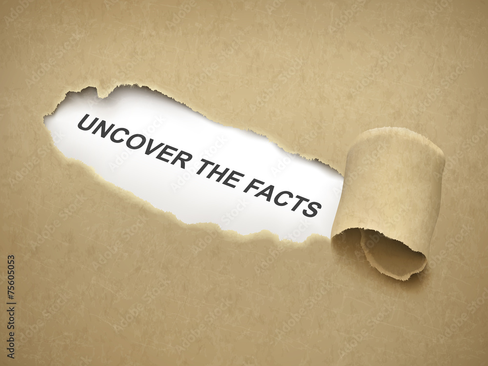 uncover the facts words behind torn paper Stock Vector | Adobe Stock