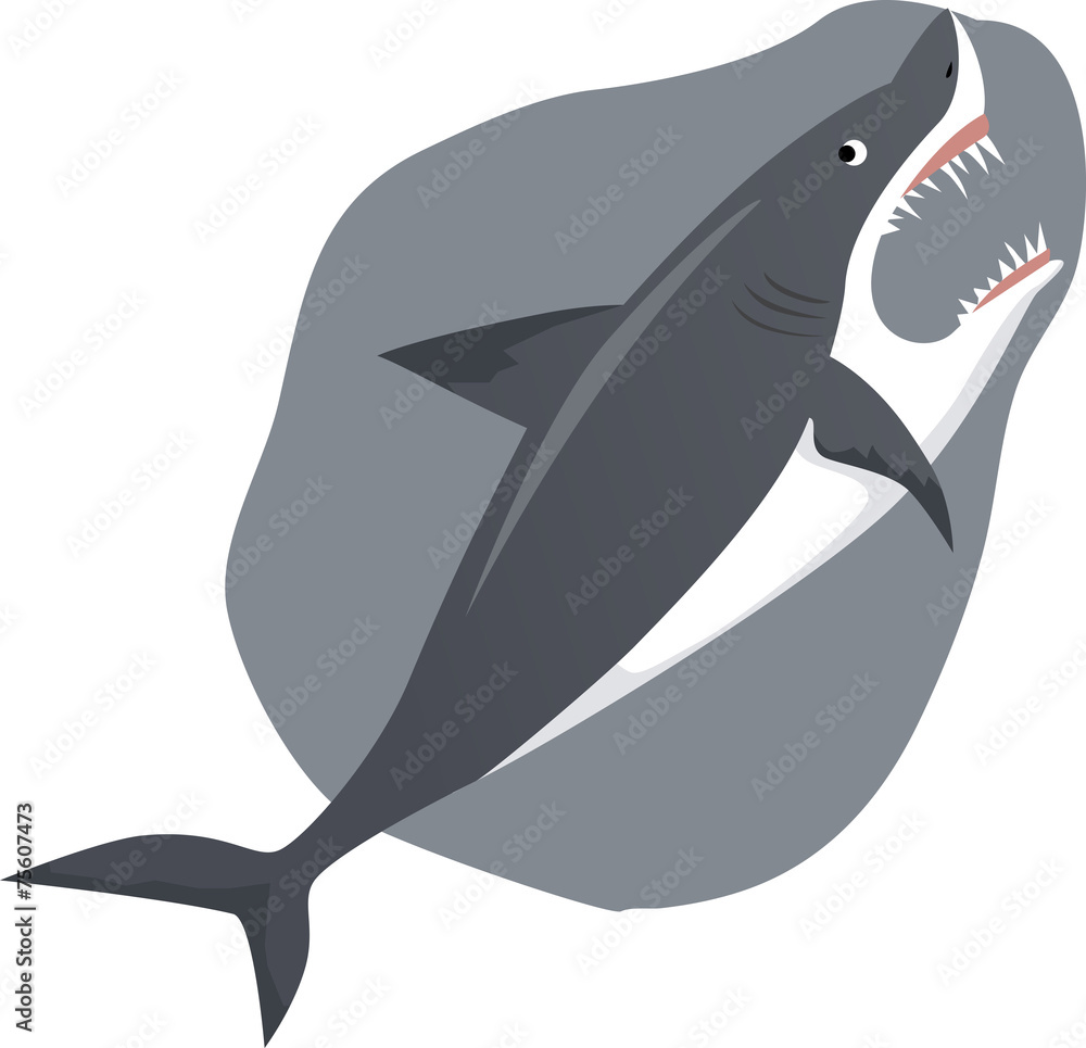 Cartoon great wight shark Stock Vector | Adobe Stock