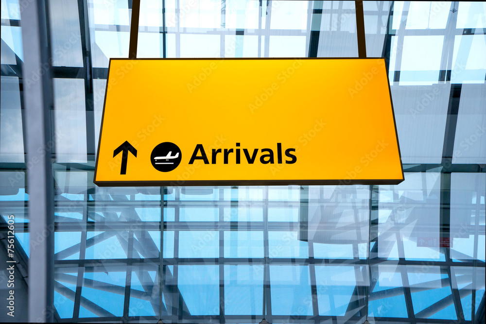 Check in, Airport Departure & Arrival information sign Stock Photo ...