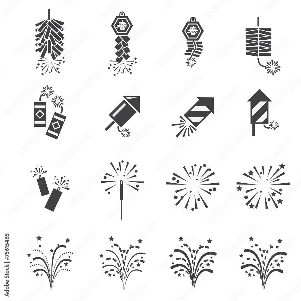 firework icon set Stock Vector | Adobe Stock