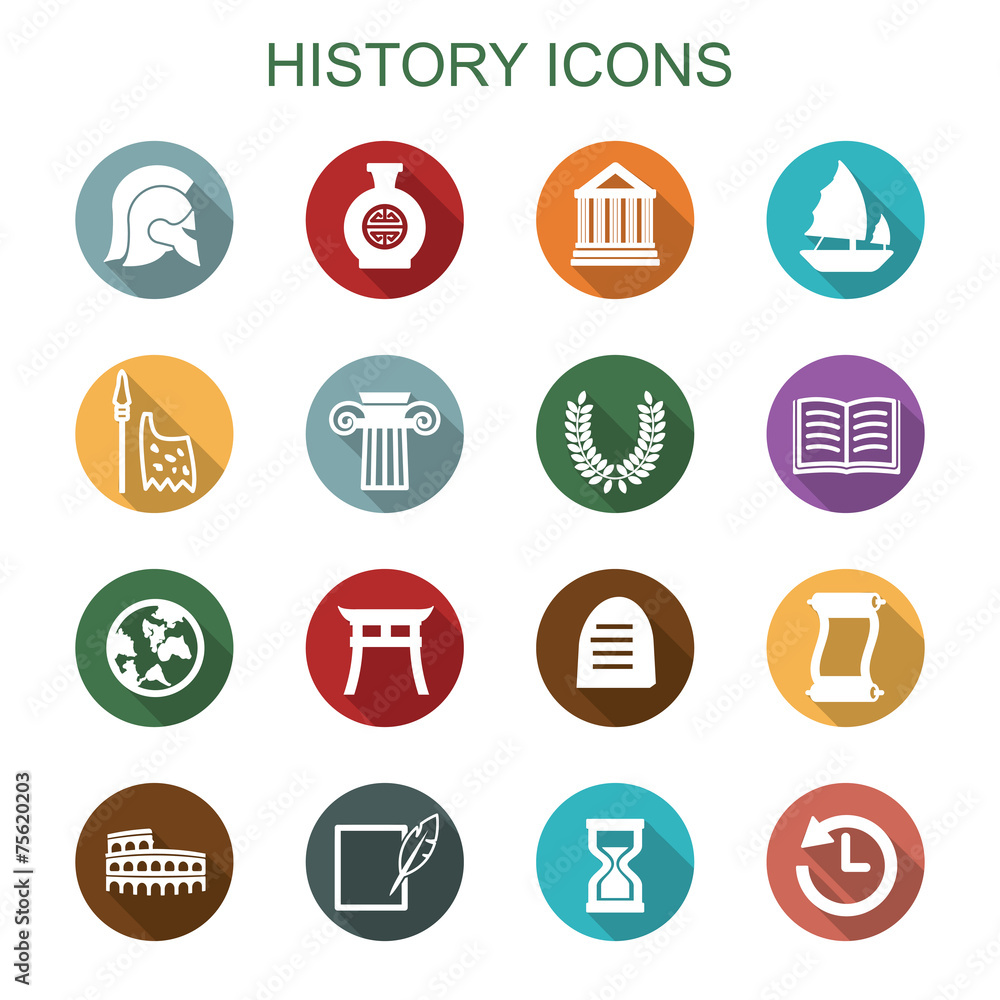 history long shadow icons Stock-Vektorgrafik | Adobe Stock