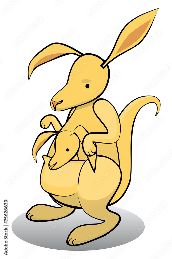cartoon kangaroo with baby Stock Vector | Adobe Stock