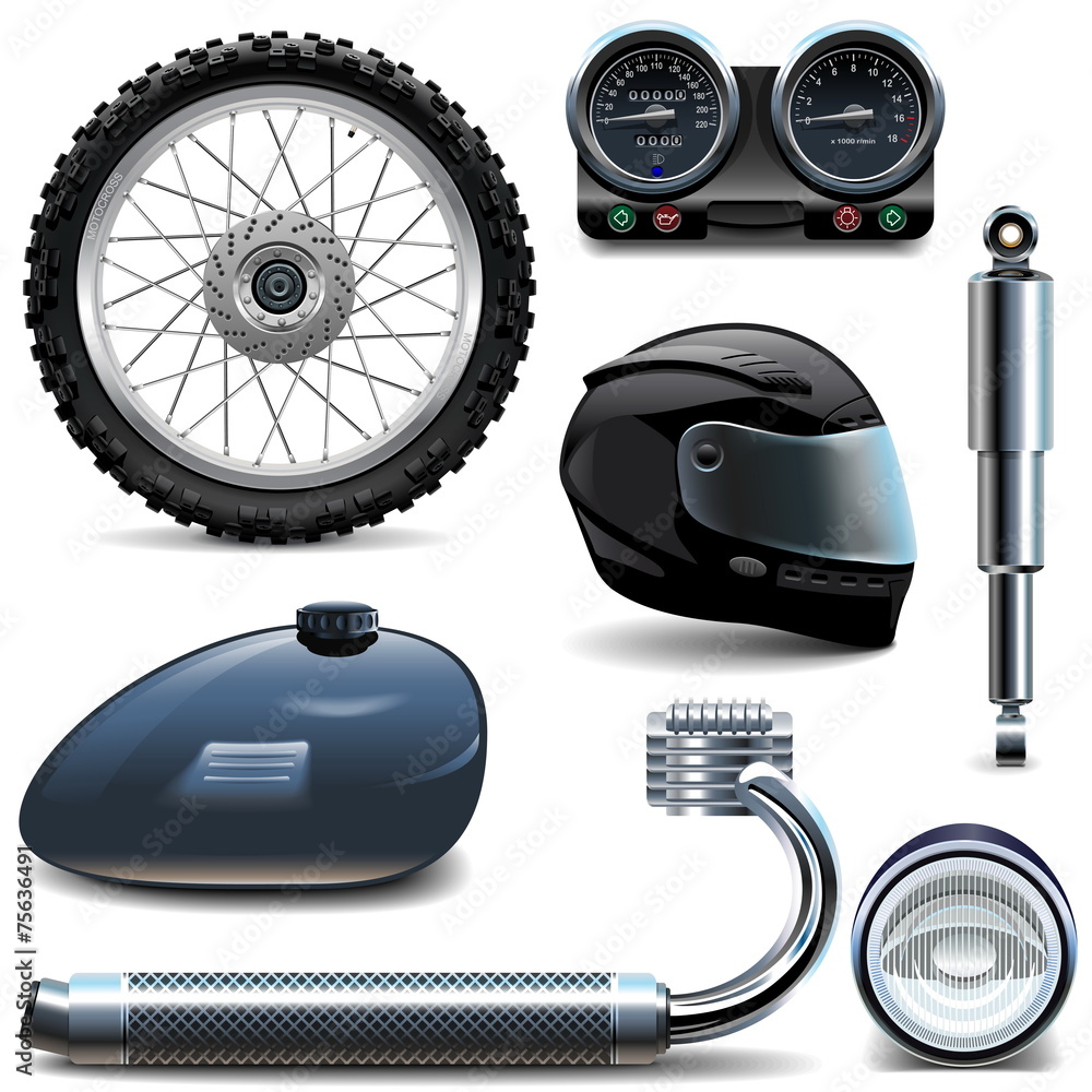Vector Motorcycle Spares Icons Stock Vector | Adobe Stock