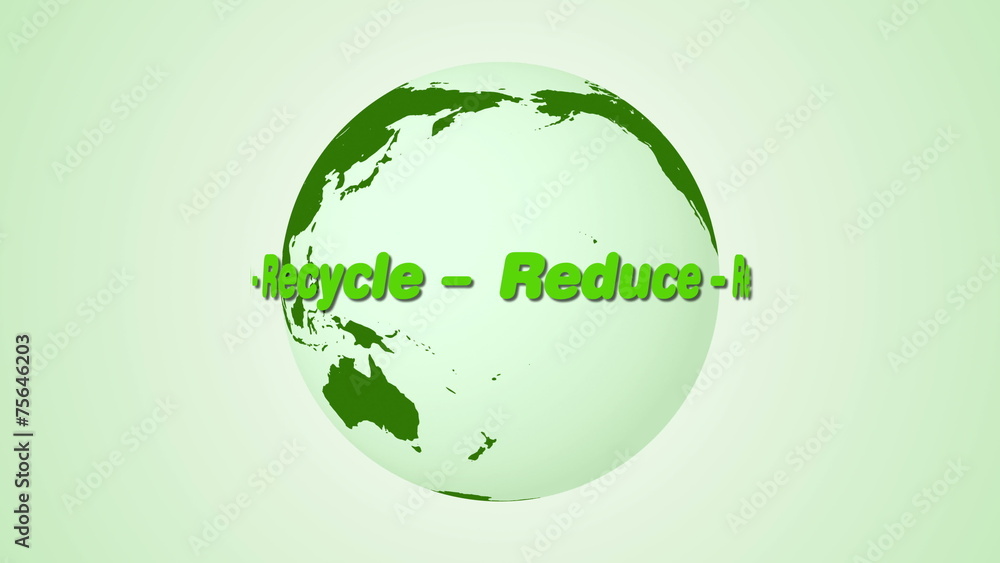 Reduce, Reuse, Recycle text rotating around earth animation Stock Video ...
