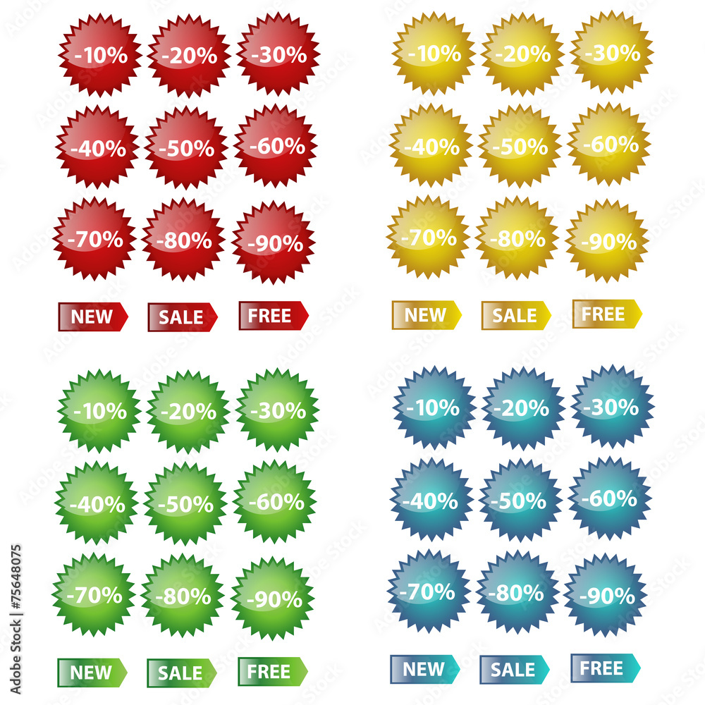Color labels for prices and discounts Stock Vector | Adobe Stock