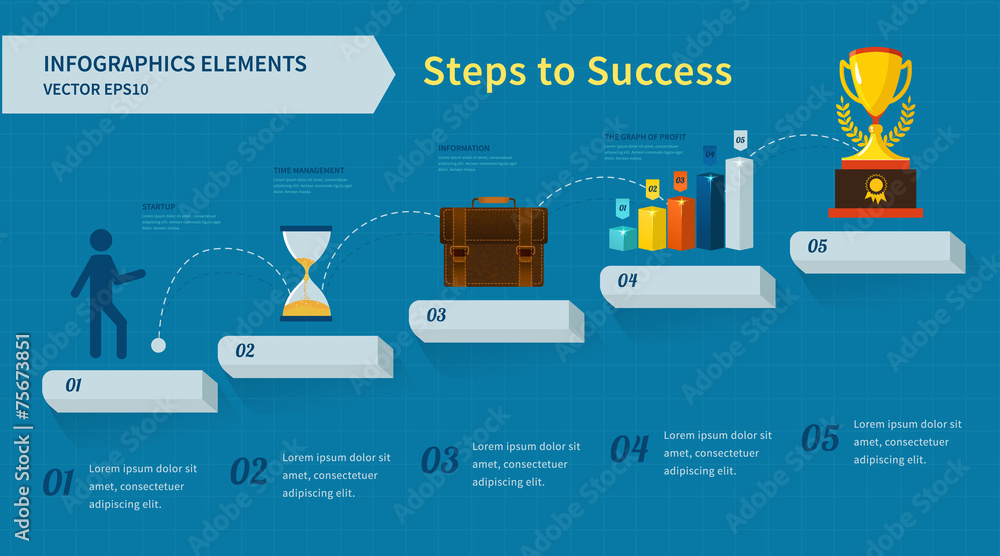 Step by step infographics. Stock Vector | Adobe Stock