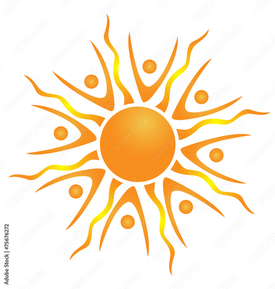 Abstract teamwork sun logo vector Stock Vector | Adobe Stock