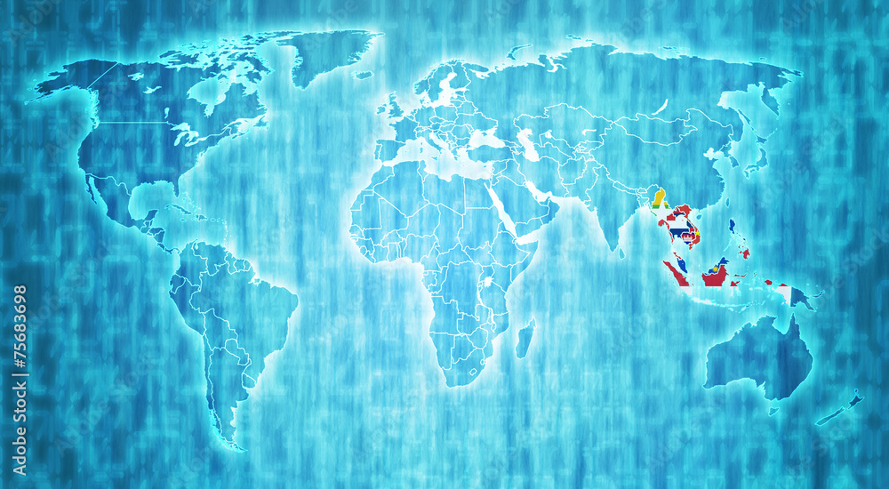 ASEAN territory on world map Stock Illustration | Adobe Stock