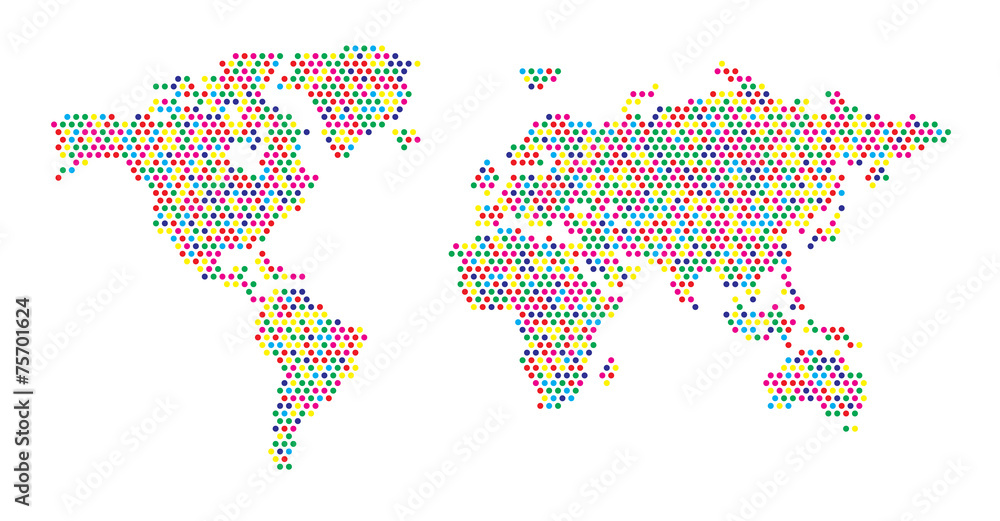 World map dots random color EPS 10 Stock Vector | Adobe Stock