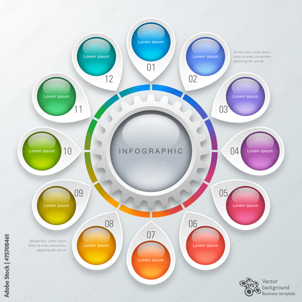 Infographics Vector Background 12-Step Process Stock Vector | Adobe Stock