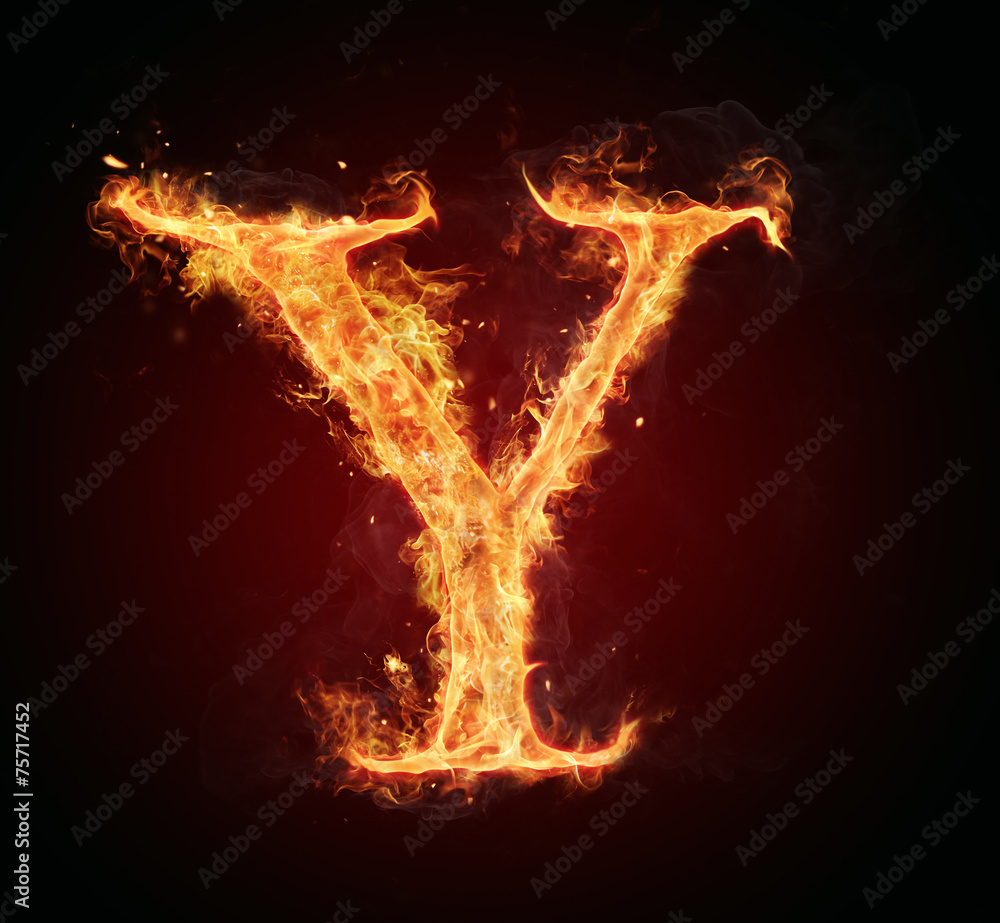 Fire letter on black background Stock Photo | Adobe Stock