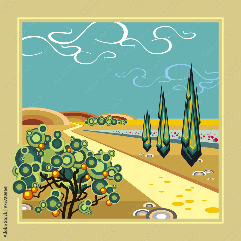 Southern landscape Stock Vector | Adobe Stock