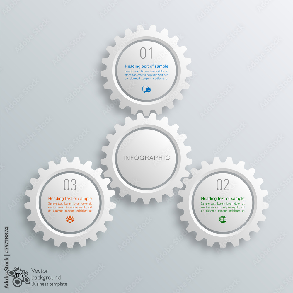 Revolving Gear and cog #Vector chart design_3-Step Process Stock Vector ...