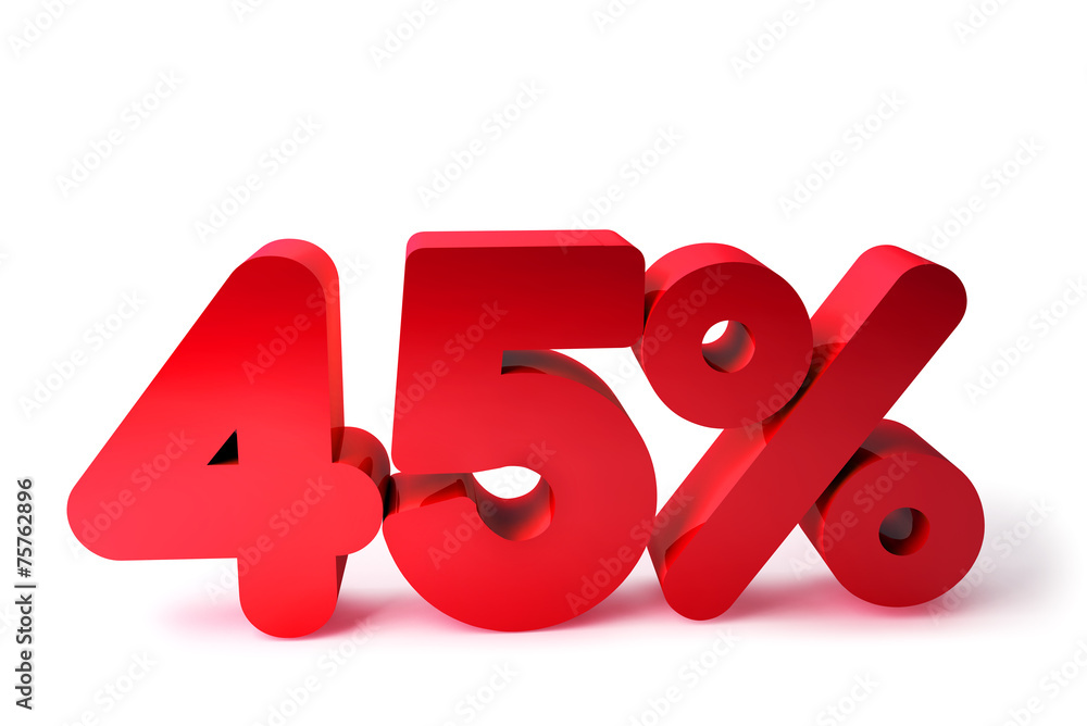 45% 3D Render Red Word Isolated in White Background Stock Illustration ...