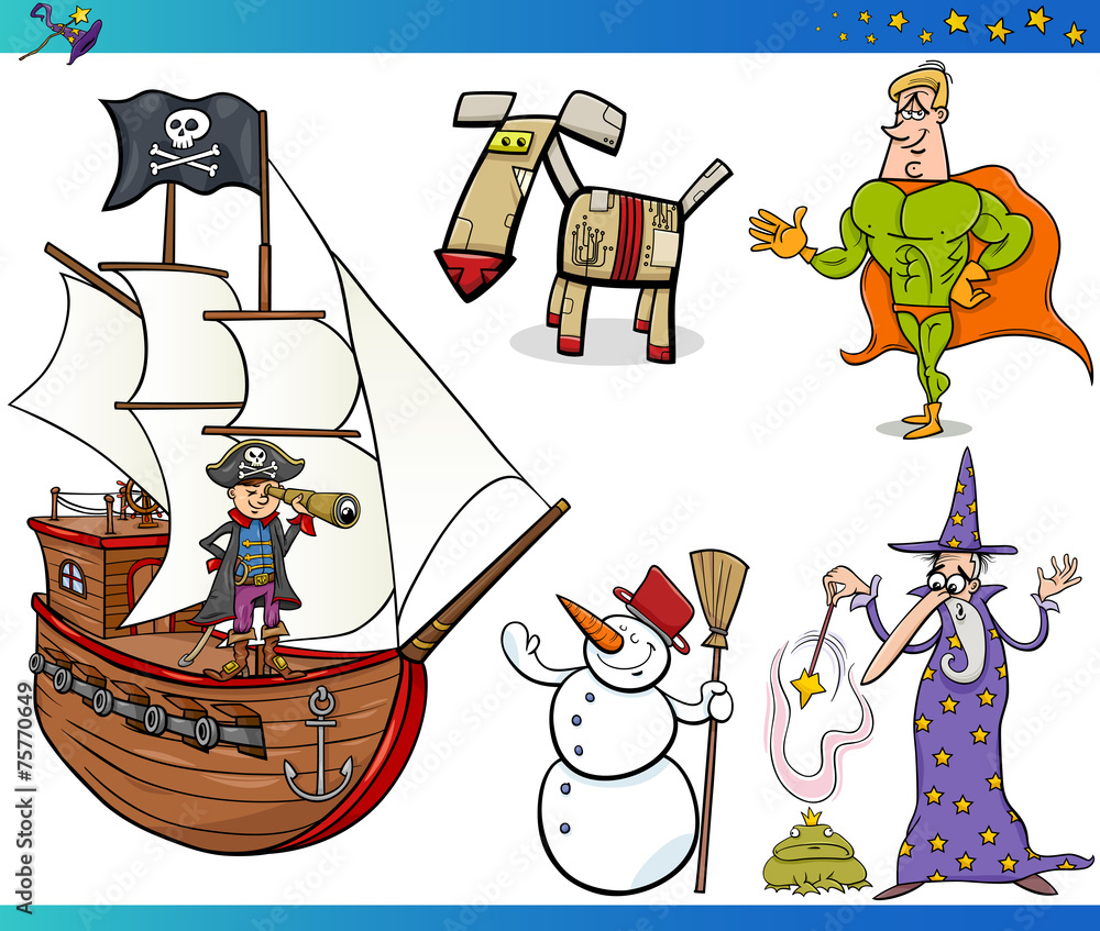 Cartoon Fantasy Characters Set Stock Vector | Adobe Stock