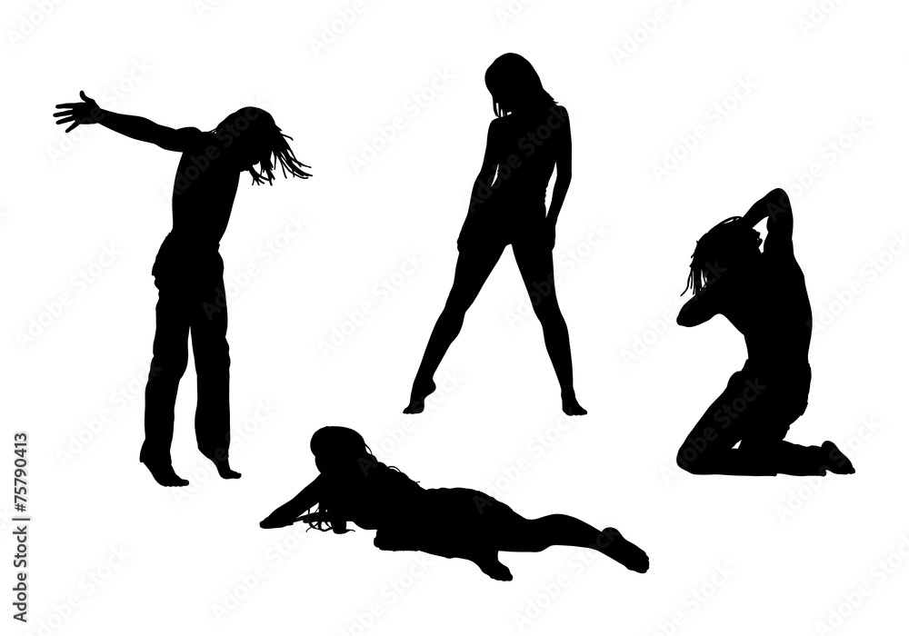 people in motion silhouettes set 4 Stock Illustration | Adobe Stock