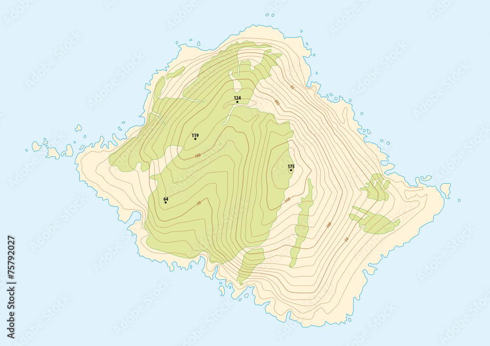 topographic map of a fictional island Stock Vector | Adobe Stock