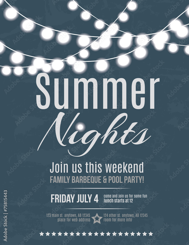 Night Pool Party Invitations