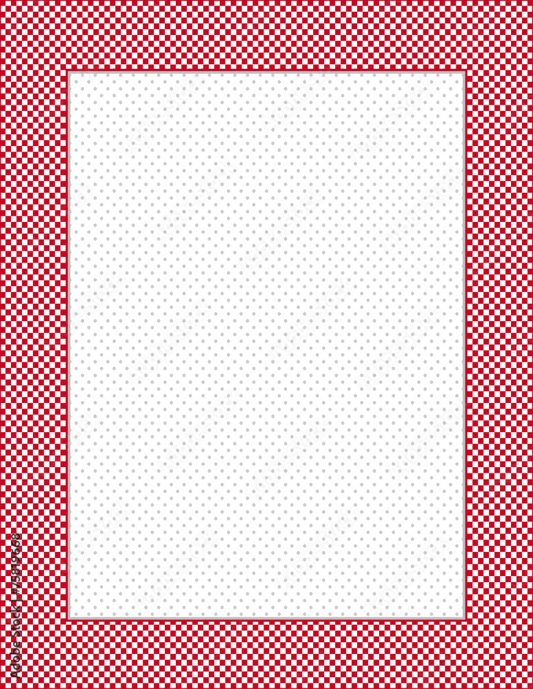 Gingham Red Check Border Frame, polka dot background copy space Stock ...