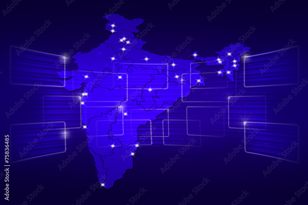 India Map World map News Communication blue Stock Photo | Adobe Stock