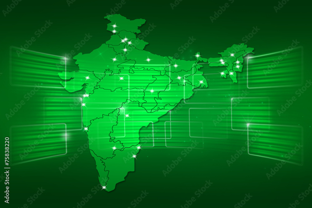India Map World map News Communication green Stock Illustration | Adobe ...