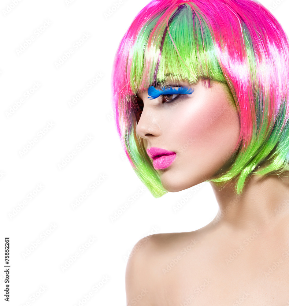Beauty fashion model girl with colorful dyed hair Stock Photo | Adobe Stock