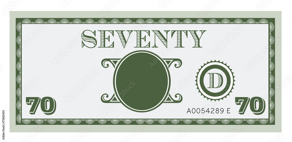 Seventy money bill image. With space to add text Stock Vector | Adobe Stock