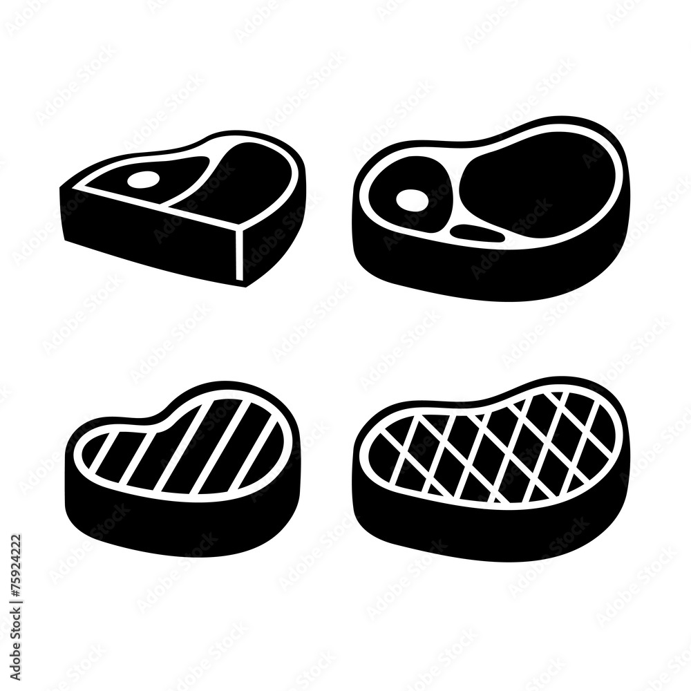 Steak Icons Set. Vector Stock Vector | Adobe Stock