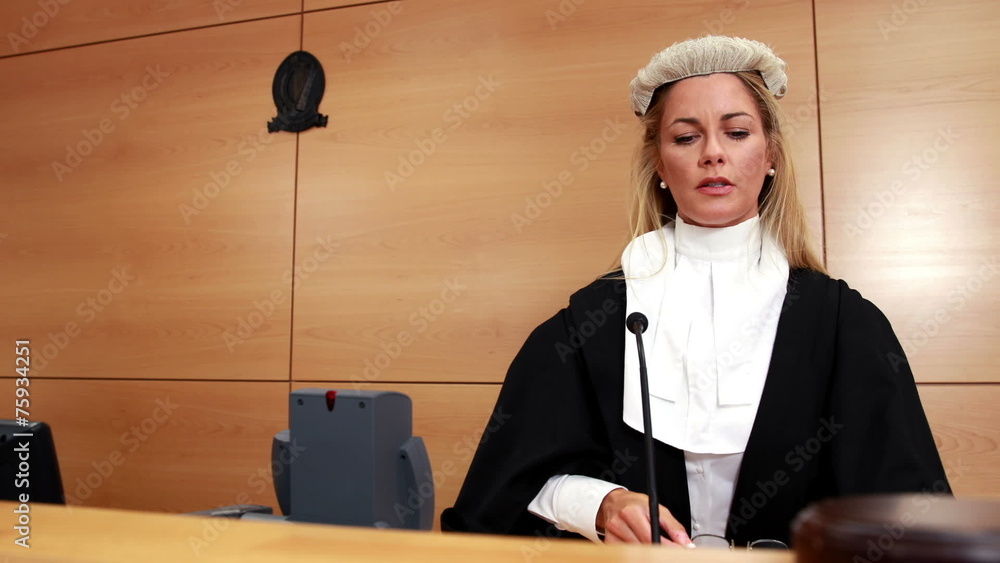 Judge speaking while banging gavel on sounding block Stock Video ...