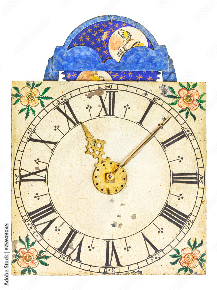 Medieval enamel clock face with moon rotation Stock Photo | Adobe Stock