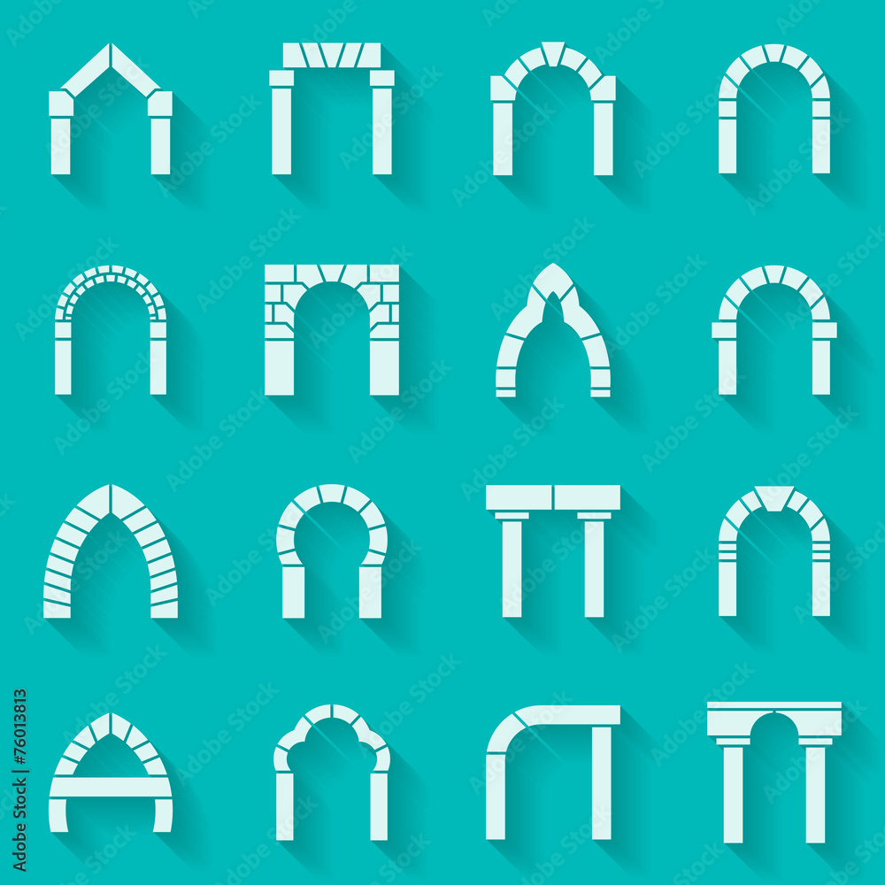 Flat silhouette icons vector collection of arch Stock Vector | Adobe Stock