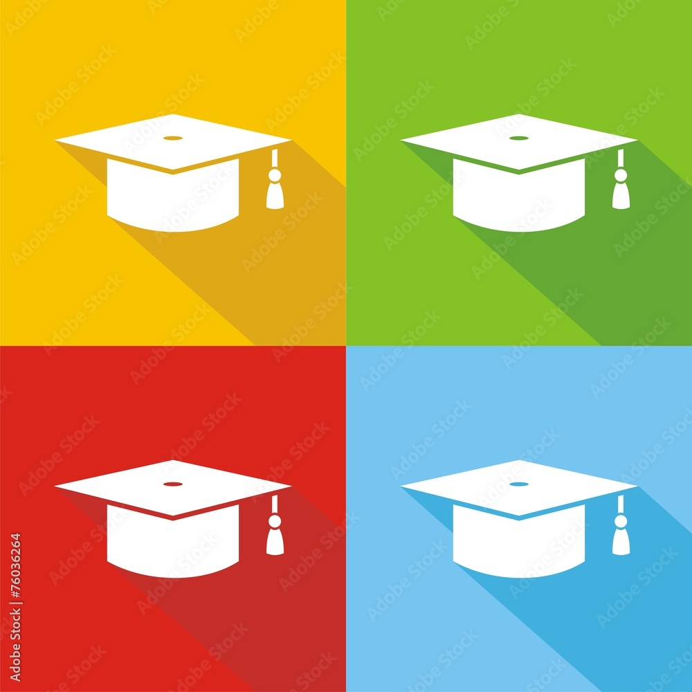 Iconos birrete colores sombra Stock Vector | Adobe Stock