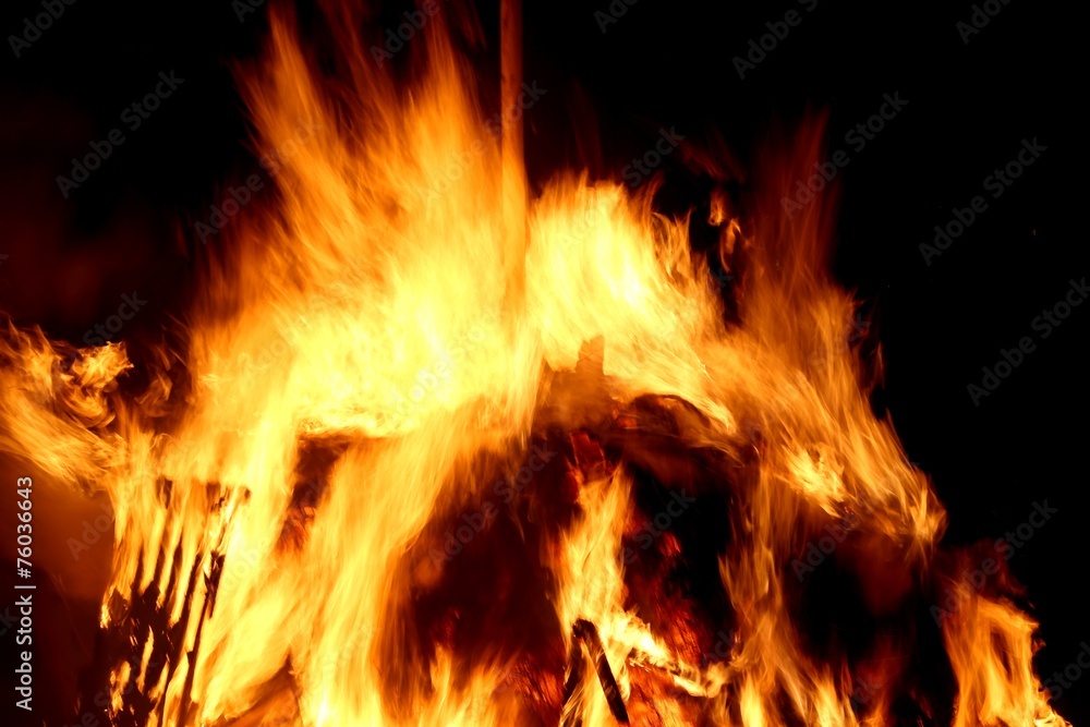 flames of fire during a scary fire of a dwelling Stock Photo | Adobe Stock