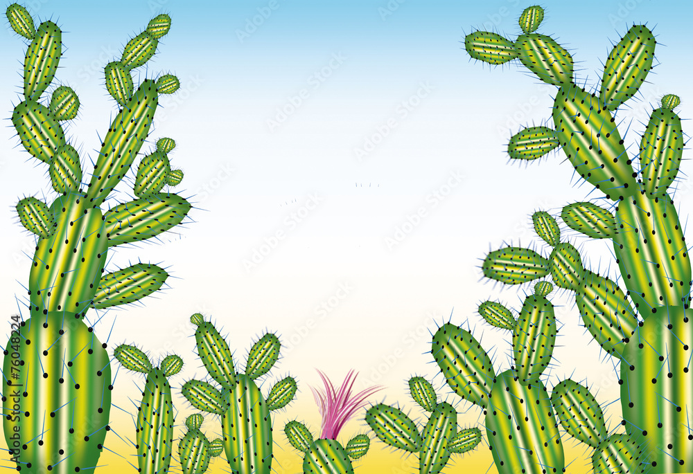 Cartoon cactus background with copy space Stock Illustration | Adobe Stock