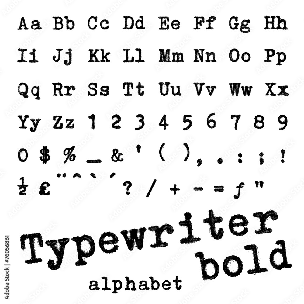 Typewriter bold alphabet. Stock Vector | Adobe Stock