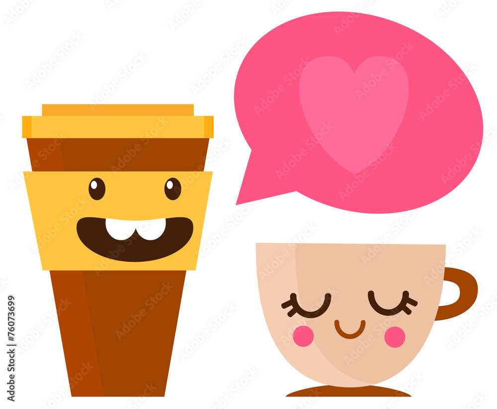 Vector illustration of two cups of coffee Stock Vector | Adobe Stock