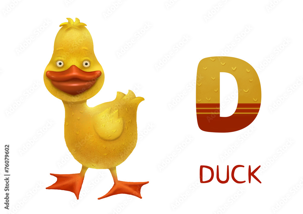 Cartoon english alphabet, duck Stock Illustration | Adobe Stock