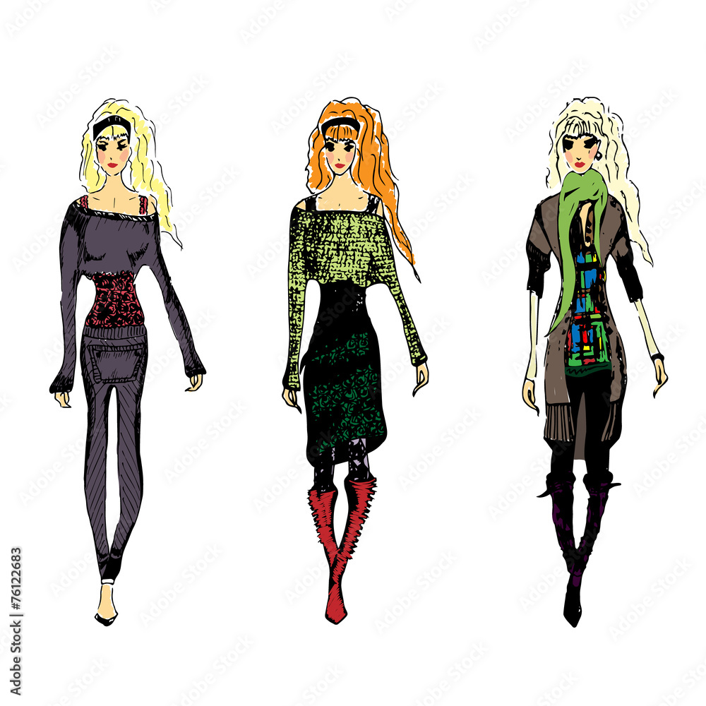 Fashion croquis Stock Vector | Adobe Stock