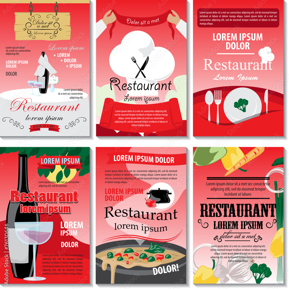 Restaurant Placard Template Set - Vector Illustration Stock Vector ...