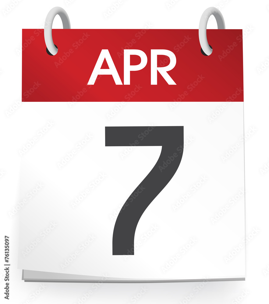 Vector Of A Calender Of The Date April 7th Stock Illustration | Adobe Stock