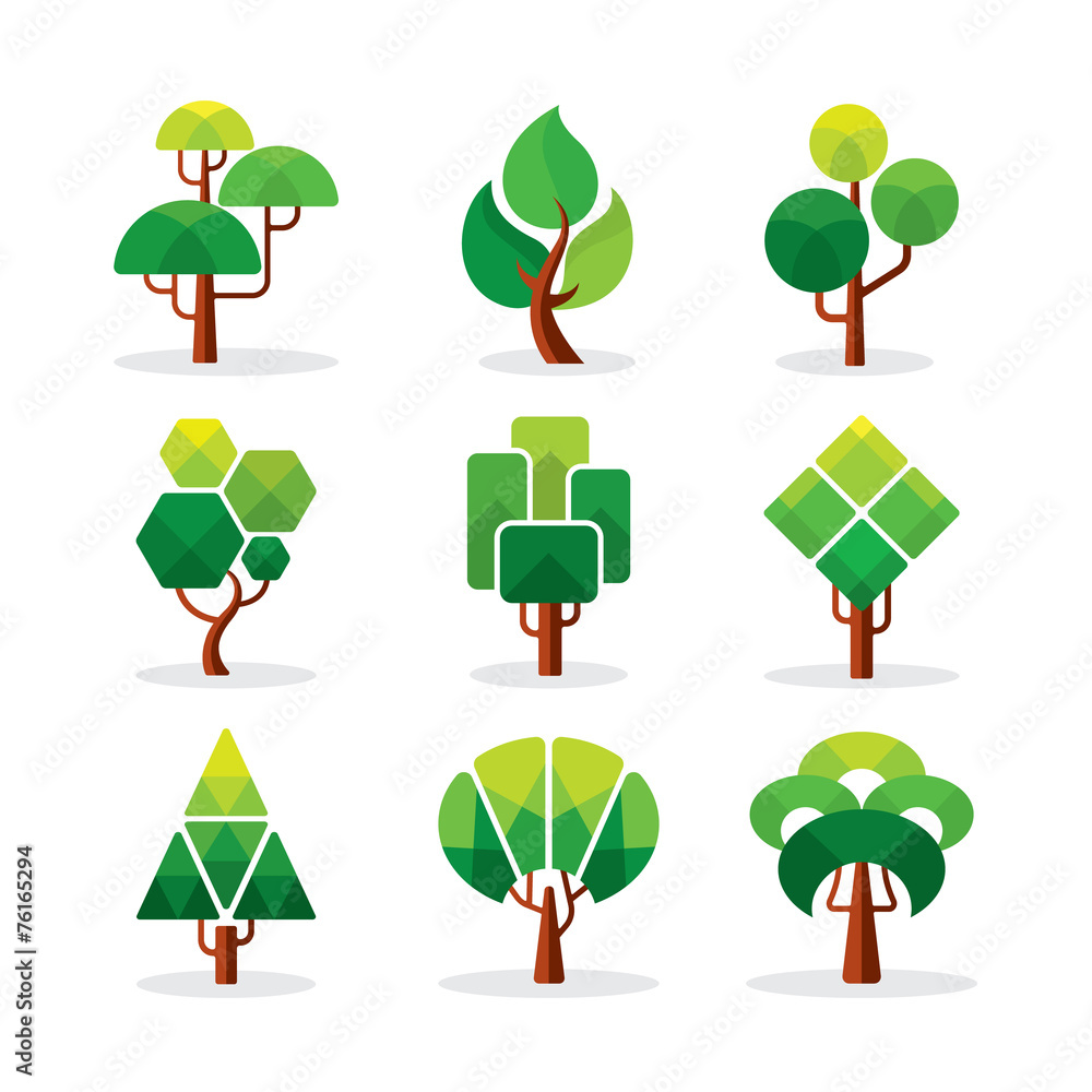 tree icon set Stock Vector | Adobe Stock