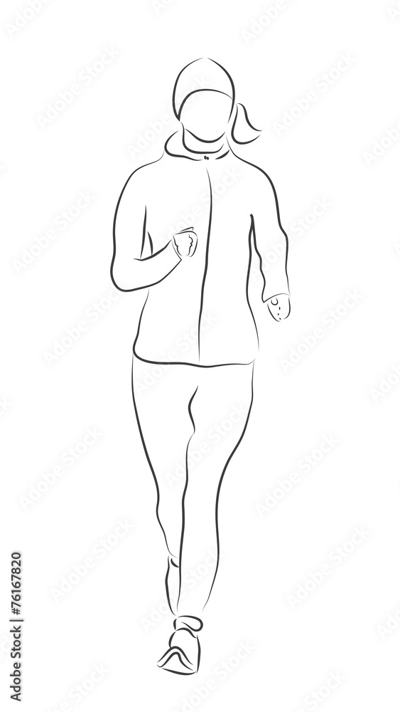 Lauf Dich gesund und halte dich in Bewegung - Läuferin - grauer Umriss ...