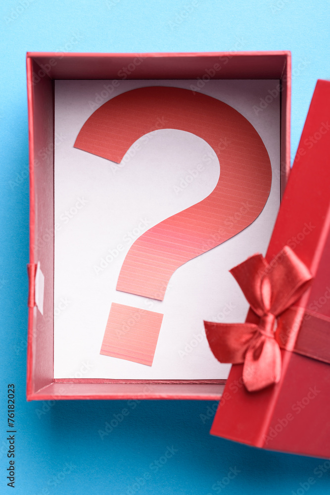 Gift Box With A Question Mark Symbol Stock Photo | Adobe Stock