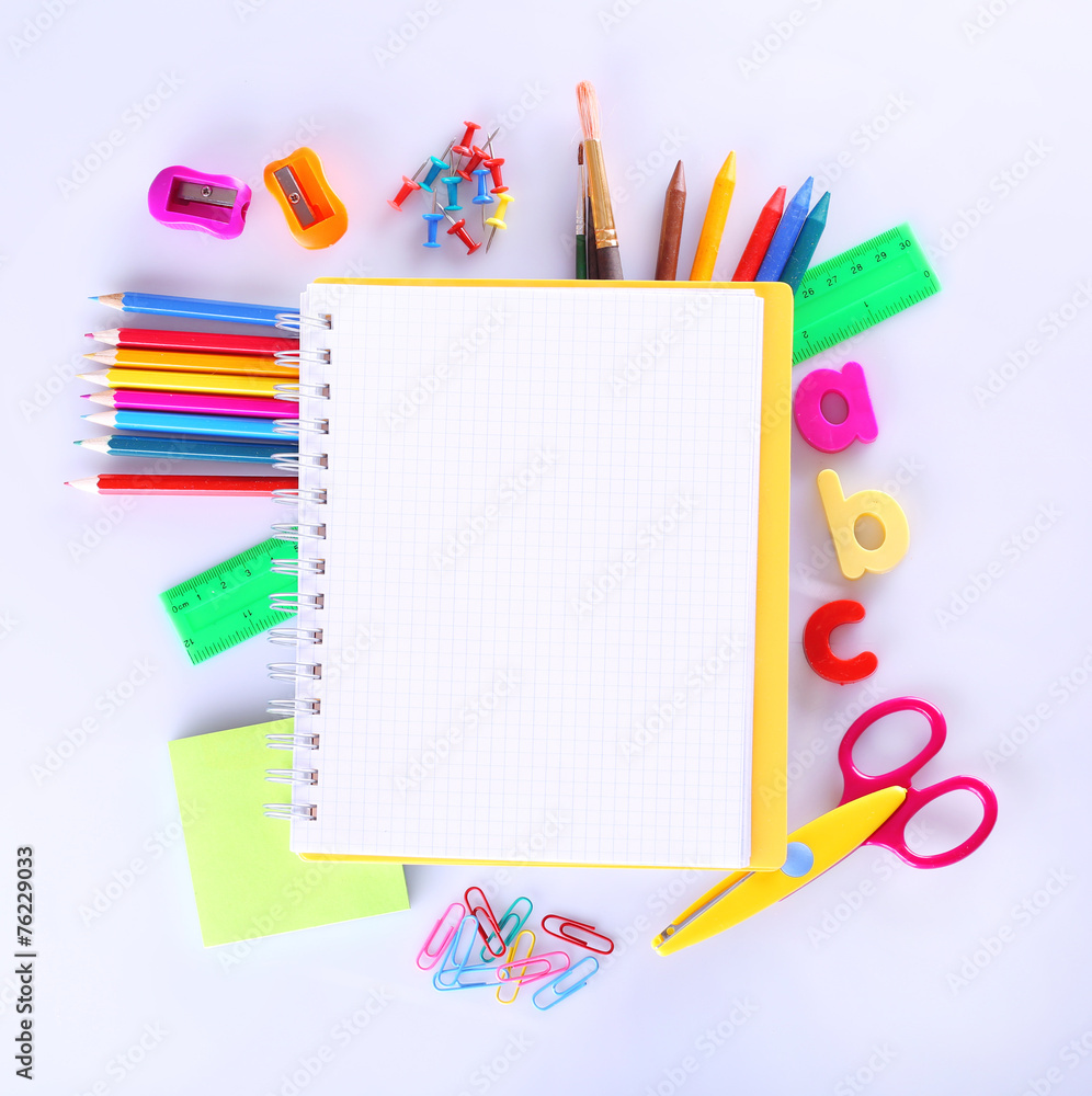 School supplies isolated on white Stock Photo | Adobe Stock