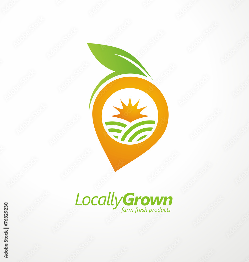 Locally grown food from local farmers vector label template Stock ...