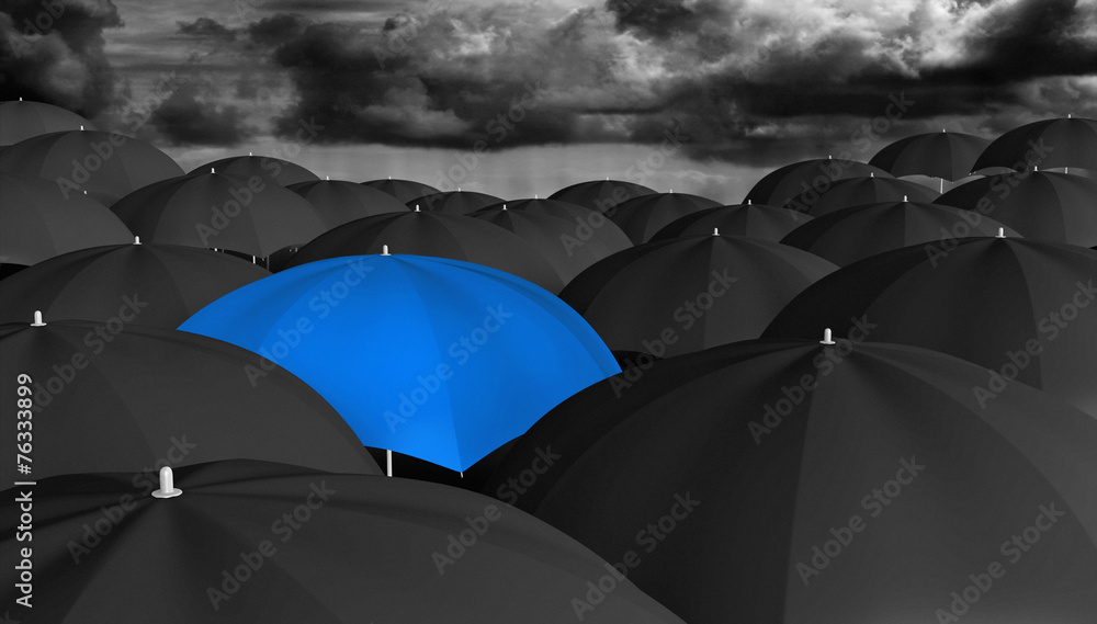 Leadership concept of a blue umbrella different from the rest Stock ...