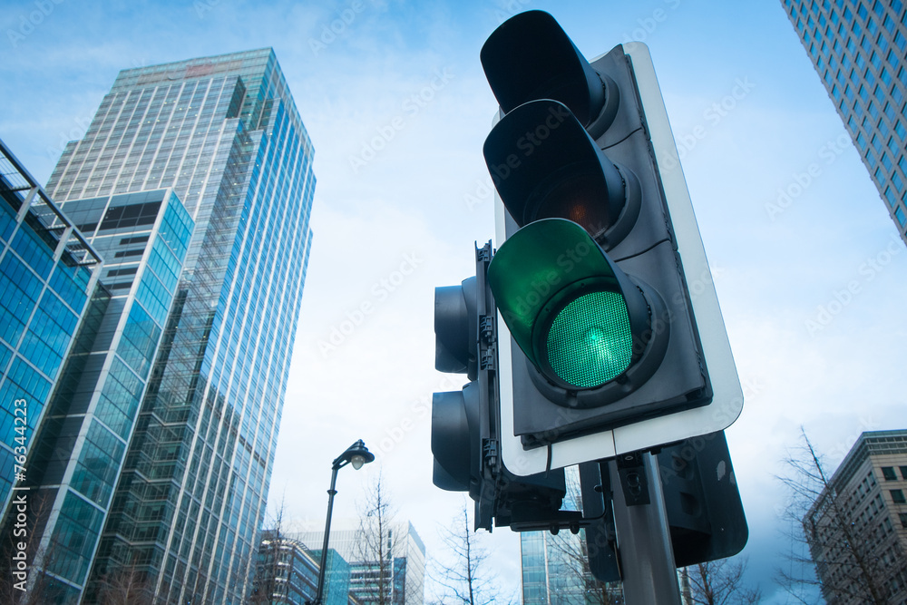 Green, Yellow and Red Traffic Light in the London city.. Stock Photo ...