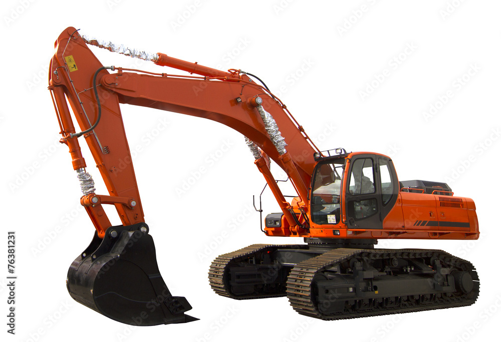 Excavator isolated on white background. Clipping path included Stock ...